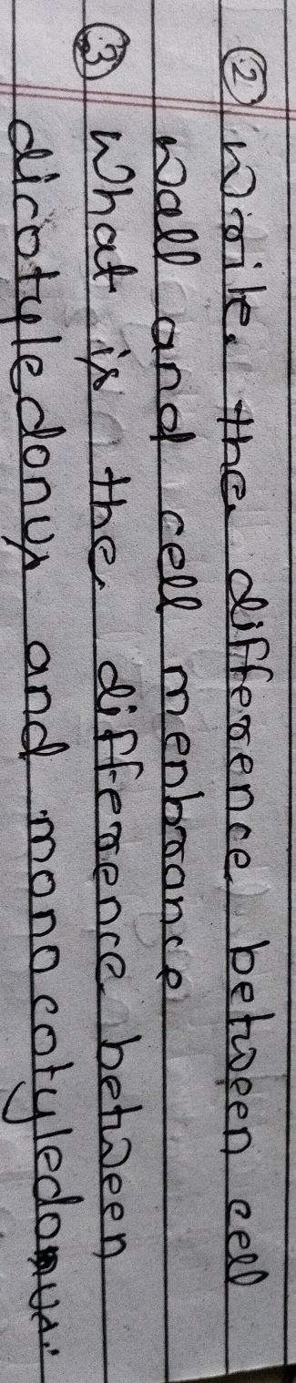 Write the difference between cell wall and | StudyX