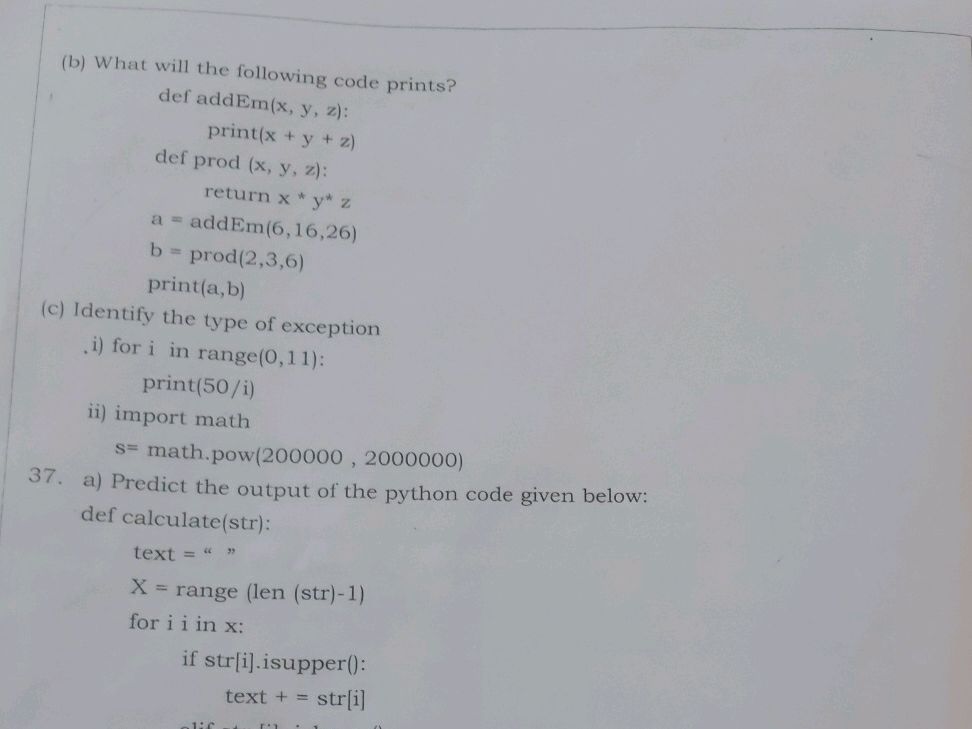 (b) What will the following code prints? | StudyX
