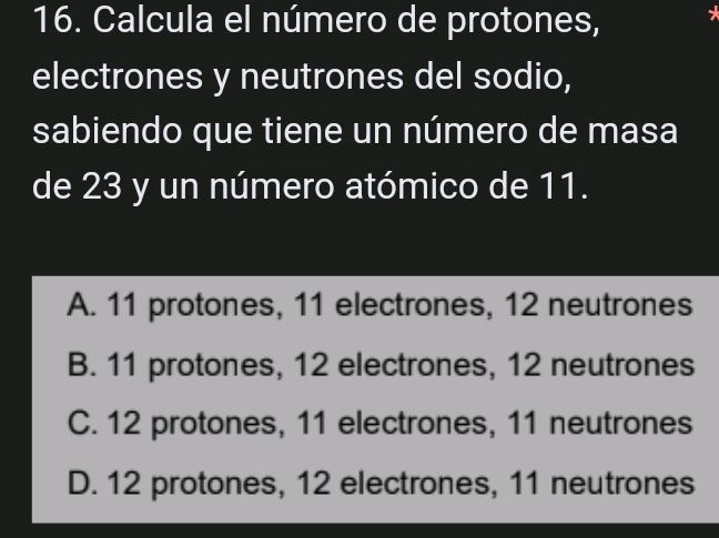 16. Calcula el número de protones, | StudyX