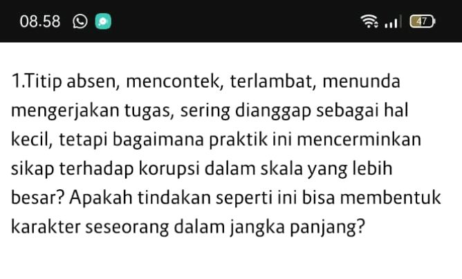 1. Titip absen, mencontek, terlambat, | StudyX
