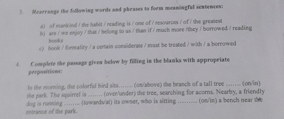 3. Rearrange the following words and phrases | StudyX