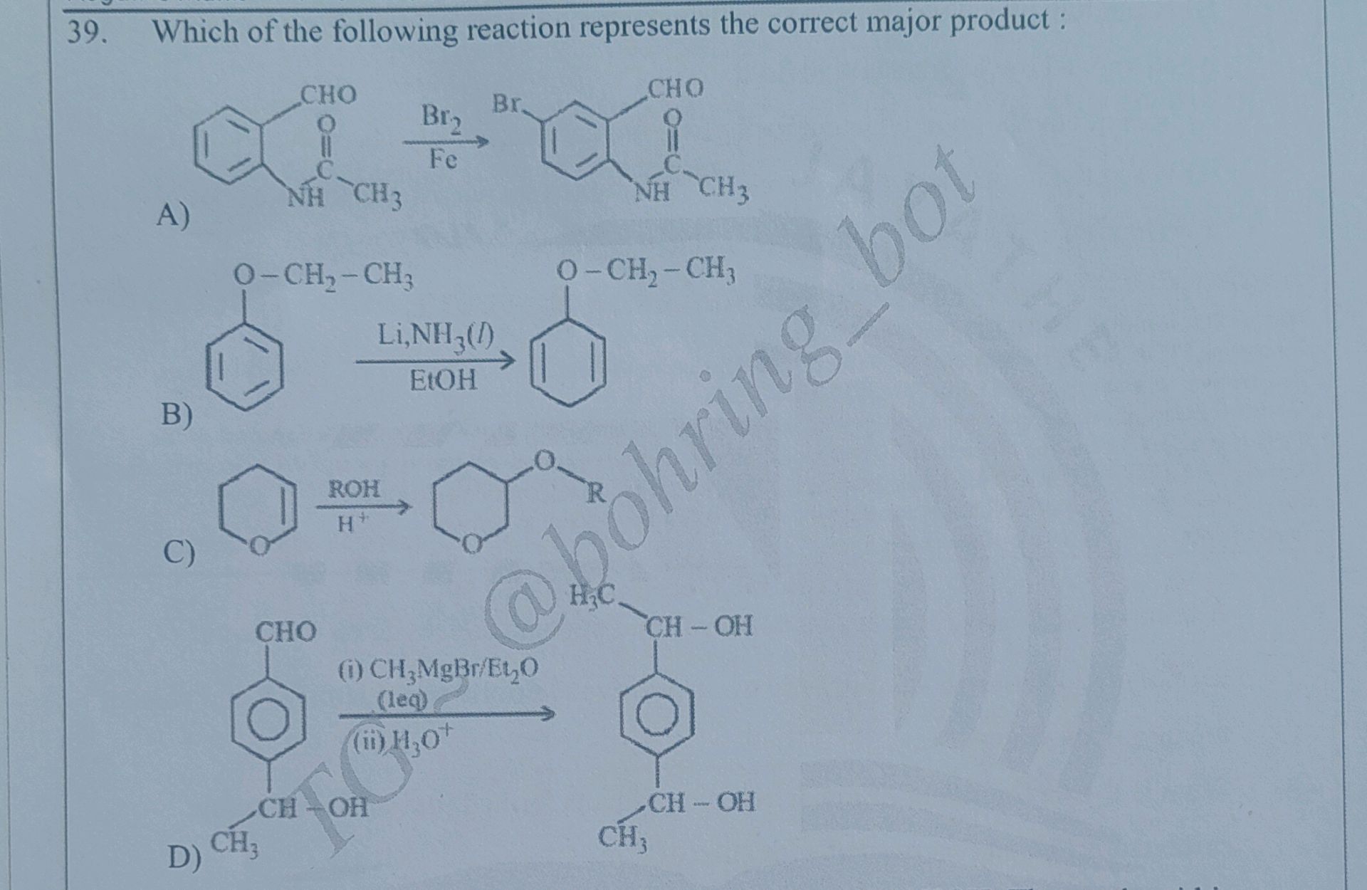39. Which of the following reaction | StudyX