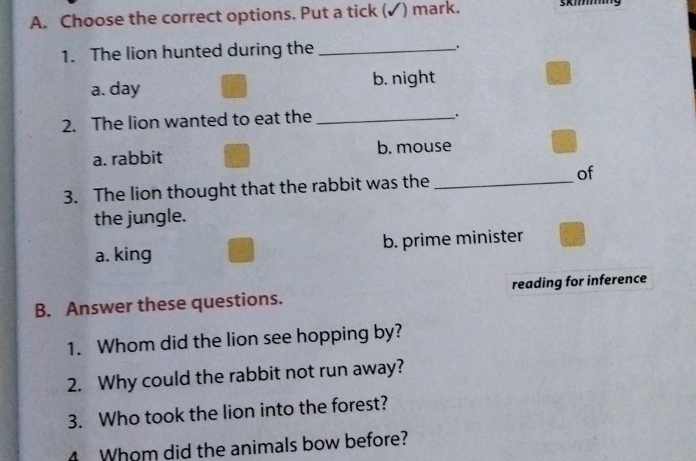 A. Choose the correct options. Put a tick | StudyX