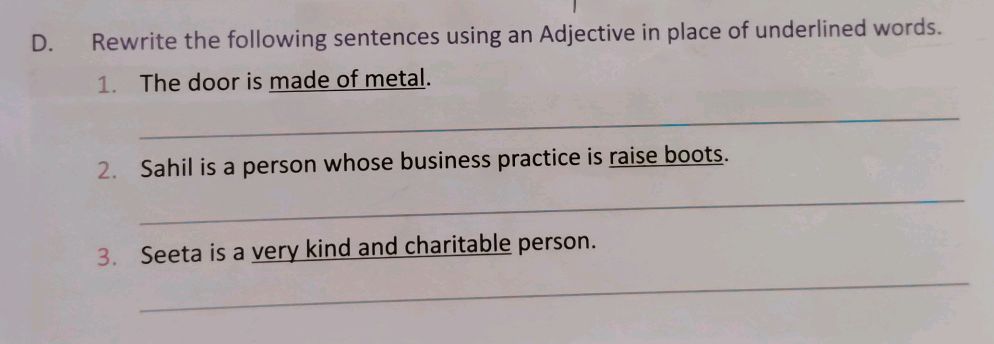 D. Rewrite the following sentences using an | StudyX