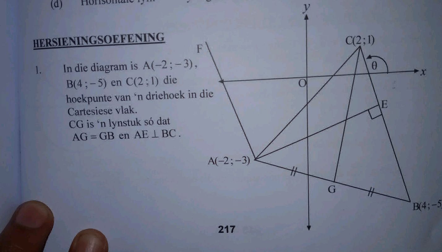 In die diagram is A(-2;-3), B(4;-5) en | StudyX