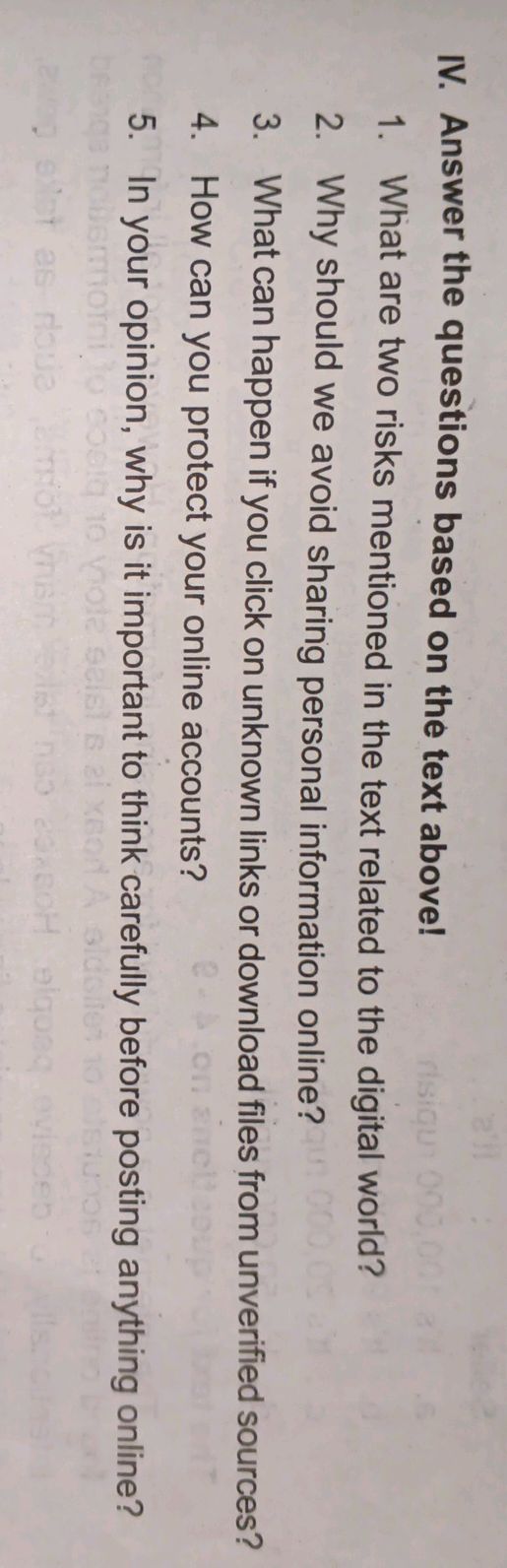 IV. Answer the questions based on the text | StudyX