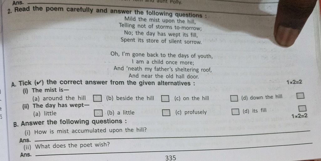 2. Read the poem carefully and answer the | StudyX