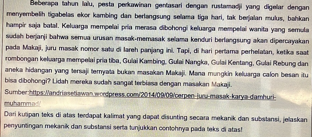 Dari kutipan teks di atas terdapat kalimat | StudyX