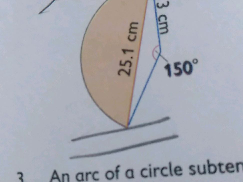 An arc of a circle subtends an angle of 150 | StudyX