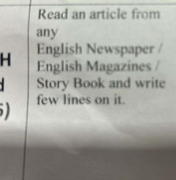 Read an article from any English Newspaper / | StudyX