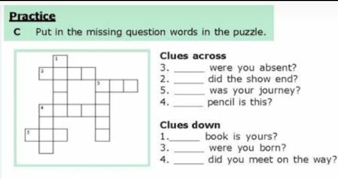 Put in the missing question words in the | StudyX