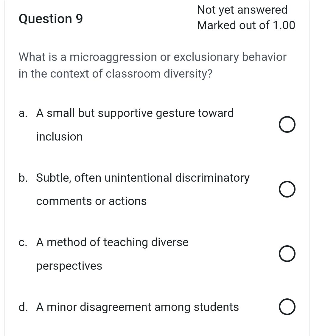 What is a microaggression or exclusionary | StudyX