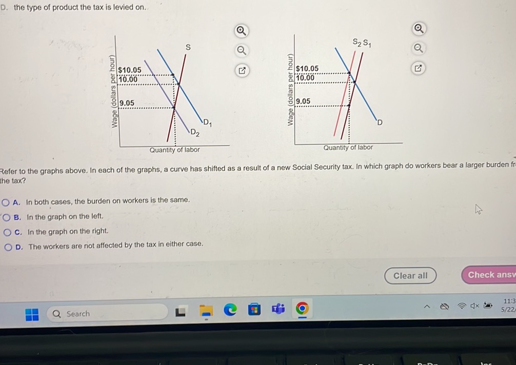 Refer to the graphs above. In each of the | StudyX
