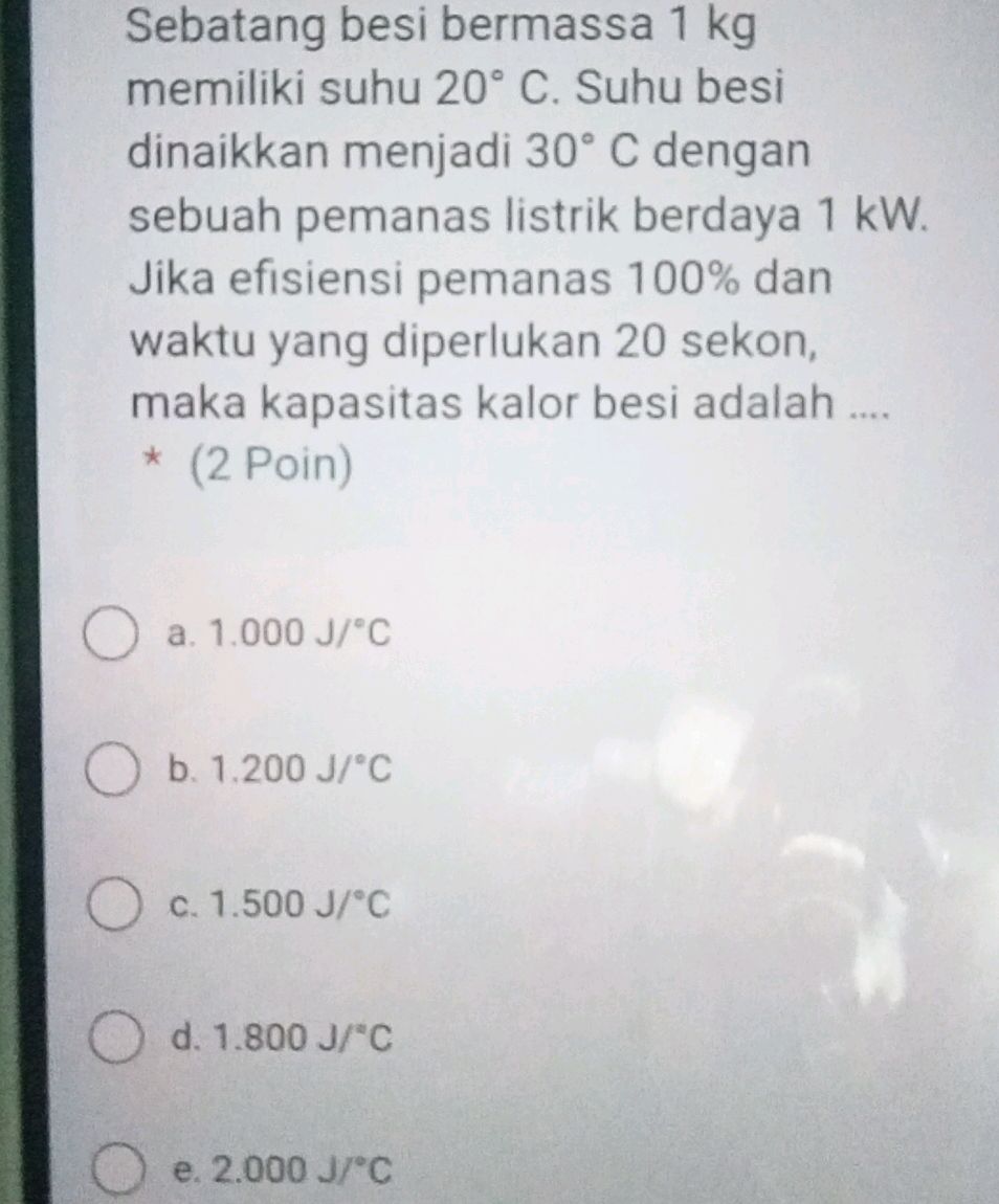 Sebatang besi bermassa 1 kg memiliki suhu | StudyX
