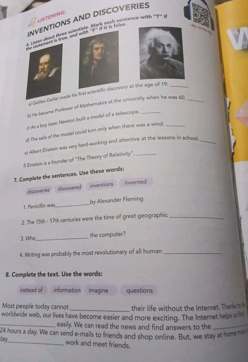 6. Listen about three scientists. Mark each | StudyX