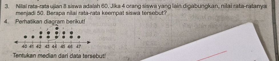 3. Nilai rata-rata ujian 8 siswa adalah 60. | StudyX