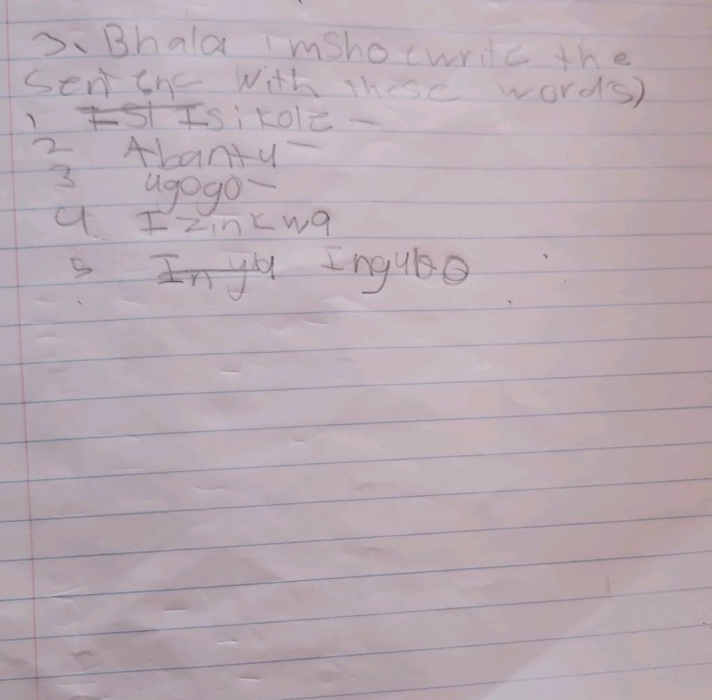 3. Bhala msho (write the sentences with | StudyX