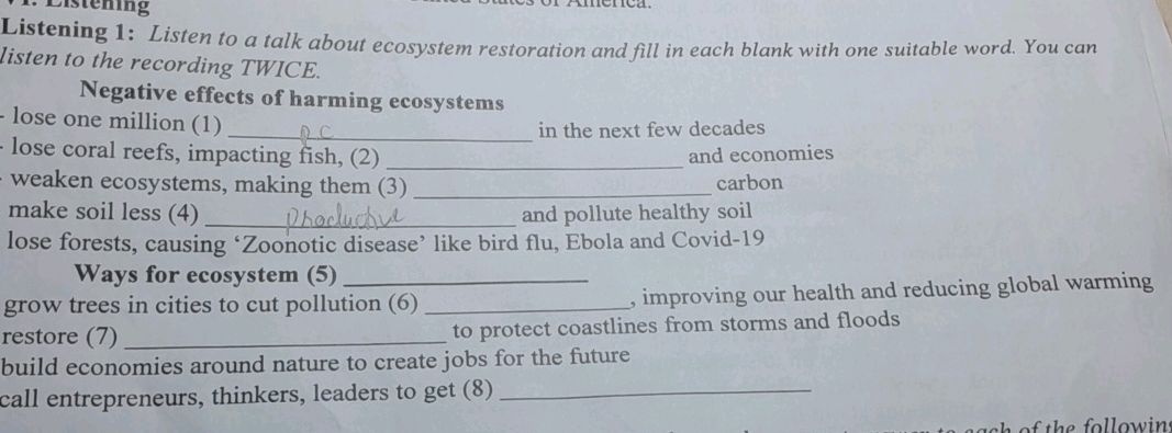 Listening 1: Listen to a talk about | StudyX