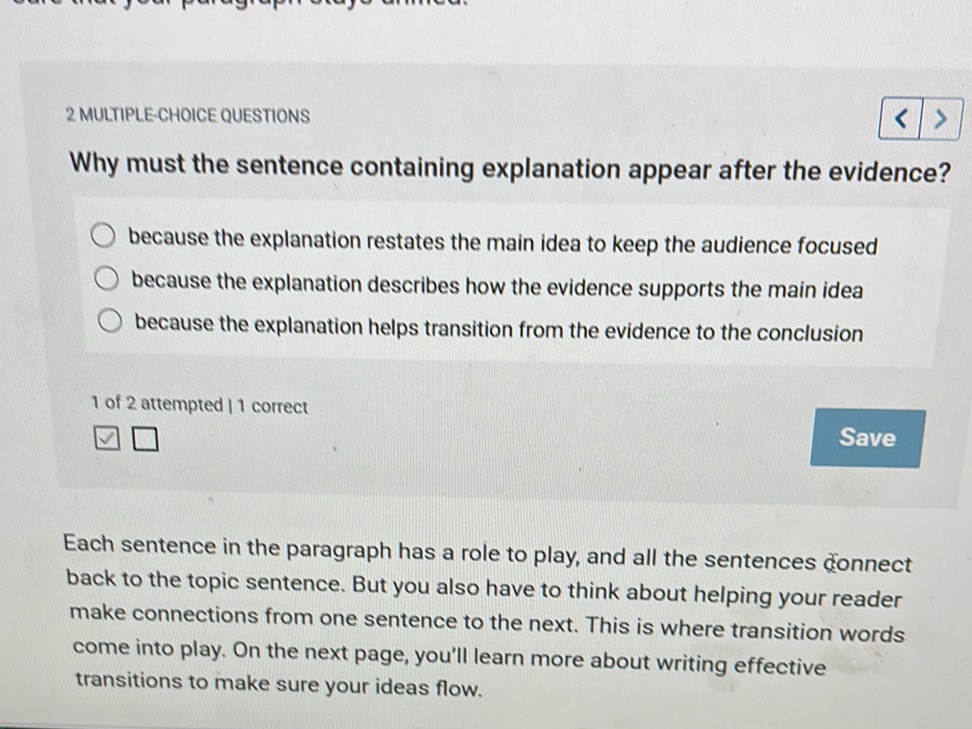Why must the sentence containing explanation | StudyX