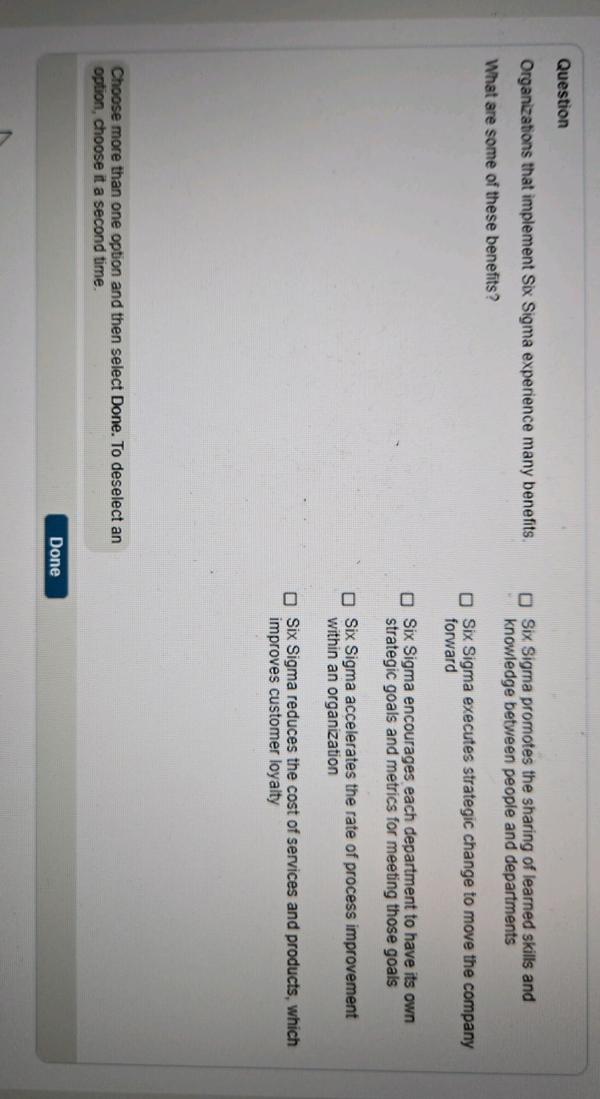 Organizations that implement Six Sigma | StudyX