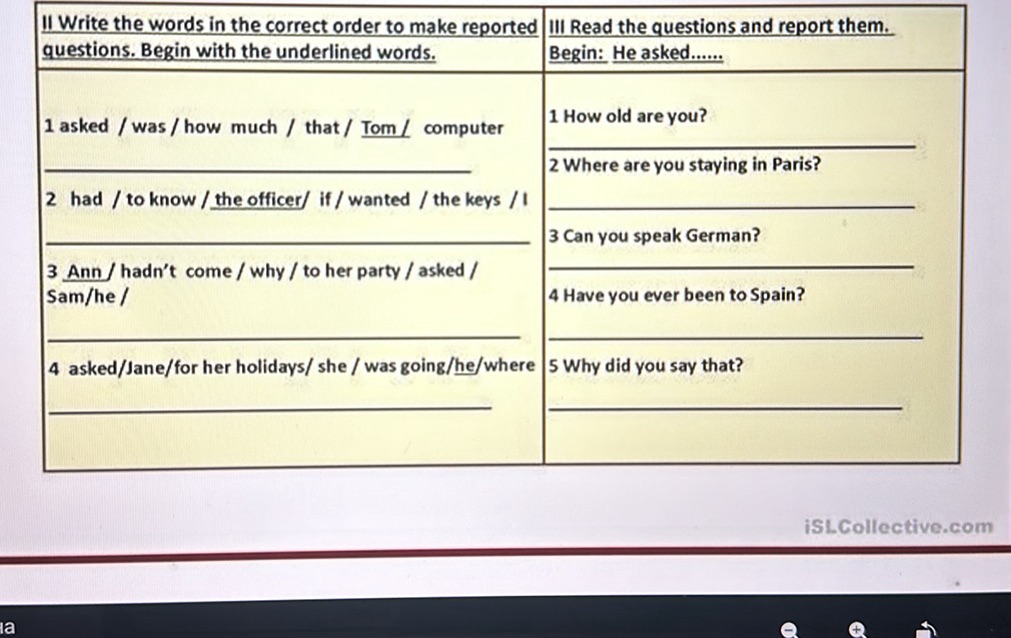 II Write the words in the correct order to | StudyX