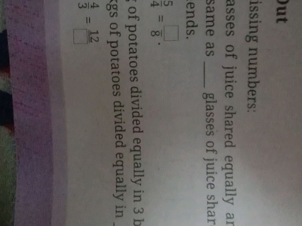Missing numbers: $ {5}{8} = { }{4}$ $ | StudyX