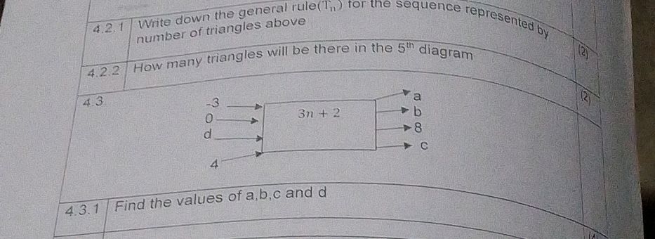 4.2.1 Write down the general rule (Tₙ) for | StudyX