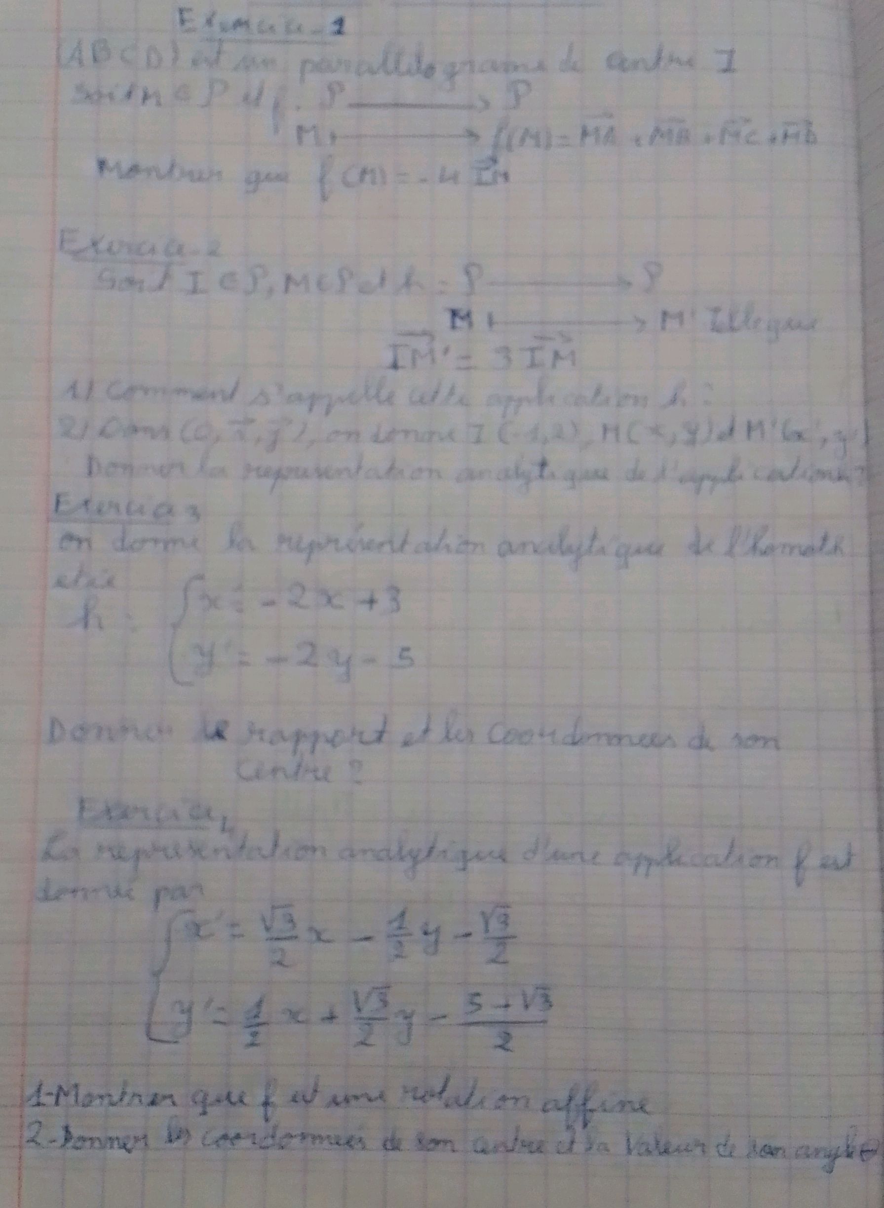 Exercice 1 (ABCD) est un parallélogramme de | StudyX