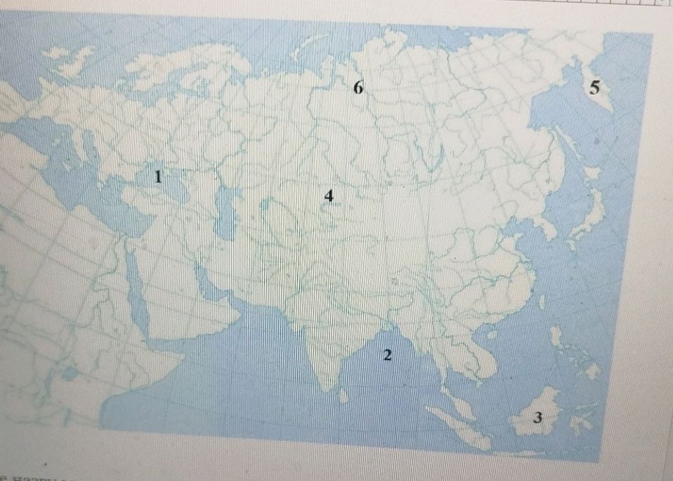 The image is a map of Asia with numbered | StudyX