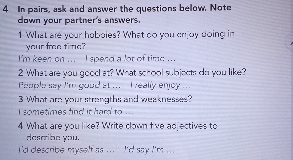 4 In pairs, ask and answer the questions | StudyX
