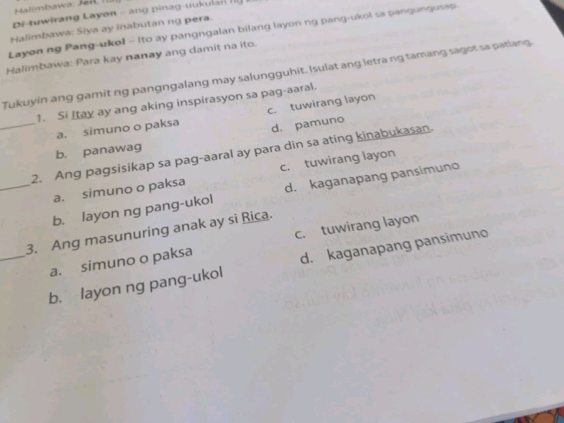 Tukuyin ang gamit ng pangngalang may | StudyX