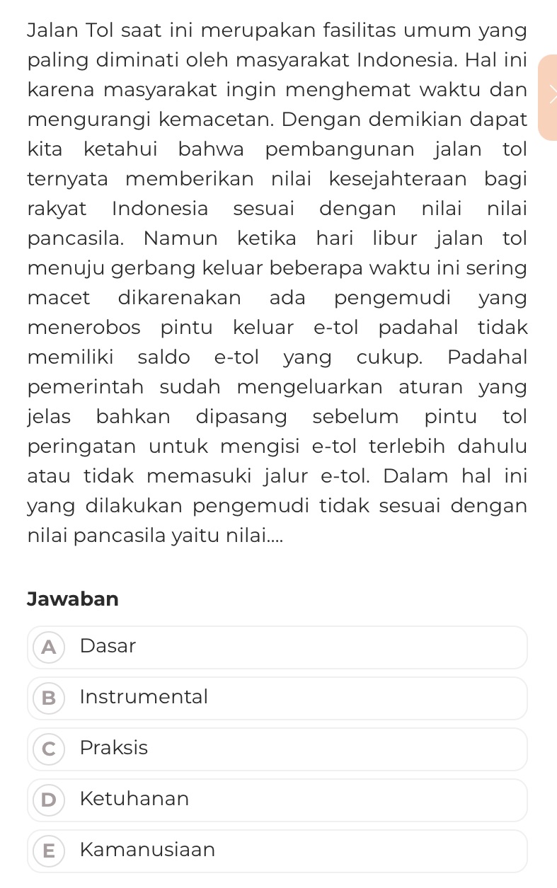 Jalan Tol saat ini merupakan fasilitas umum | StudyX