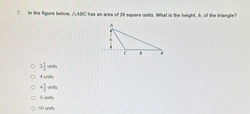 7. In the figure below, $ ABC$ has an area | StudyX