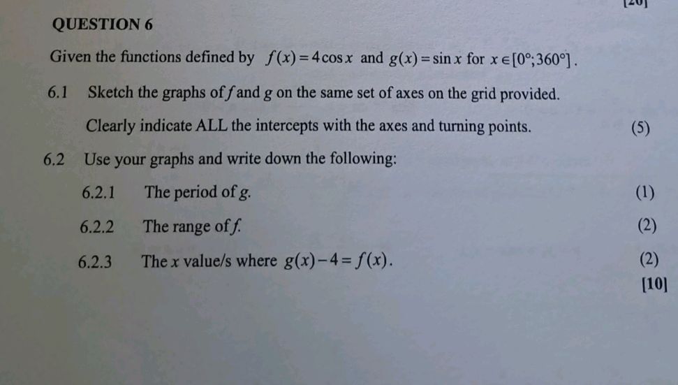 QUESTION 6 Given the functions defined by | StudyX