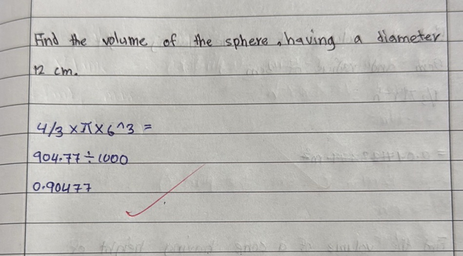 Find the volume of the sphere, having a | StudyX