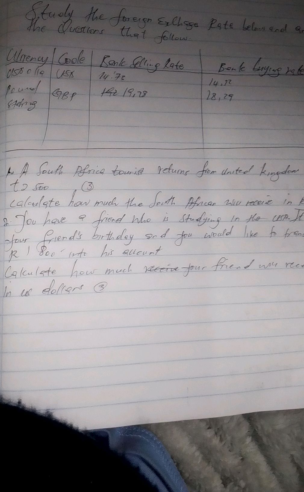 Study the foreign Exchange Rate below and | StudyX