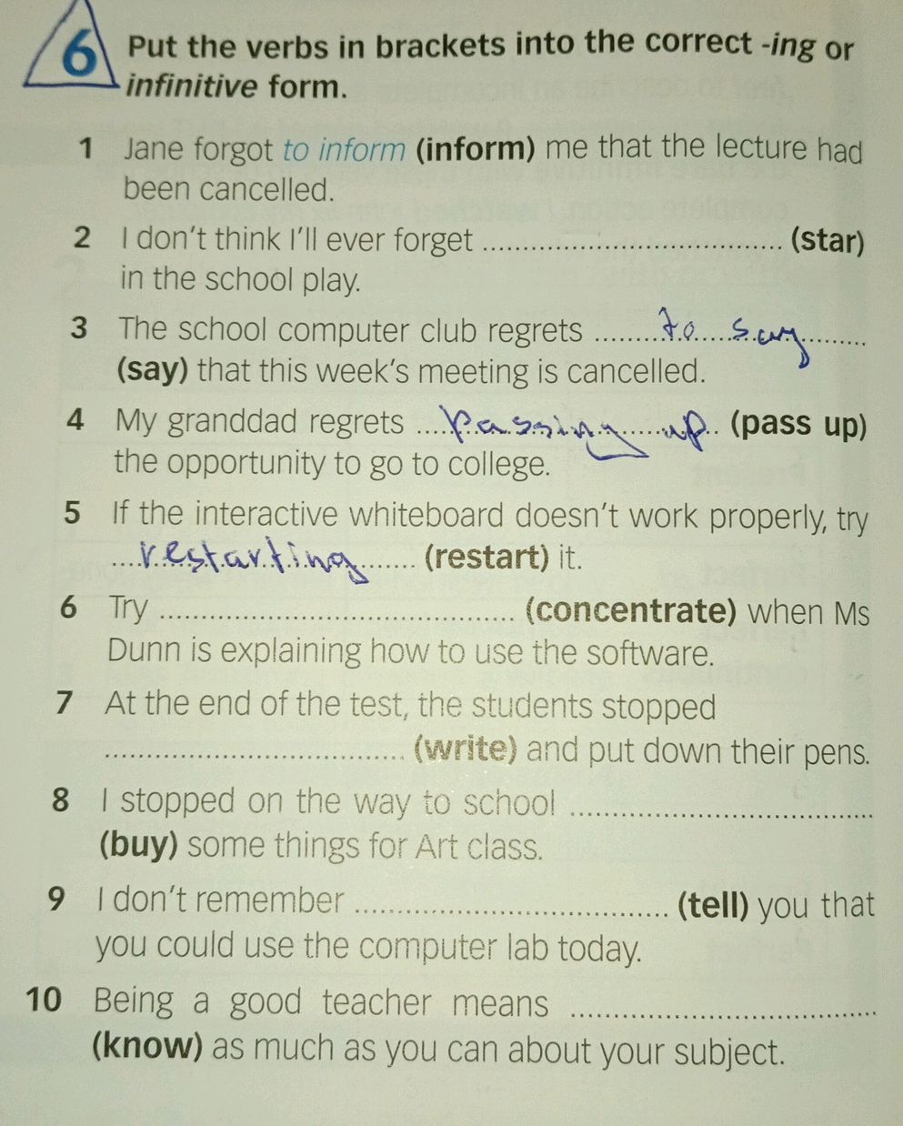 Put the verbs in brackets into the correct | StudyX