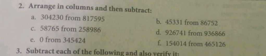 2. Arrange in columns and then subtract: a. | StudyX