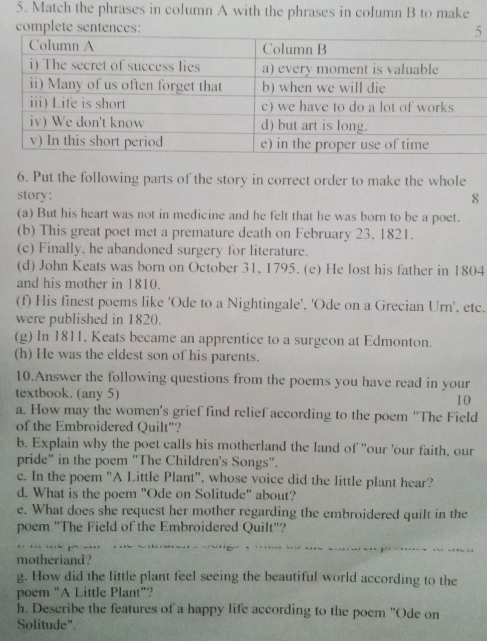 5. Match the phrases in column A with the | StudyX