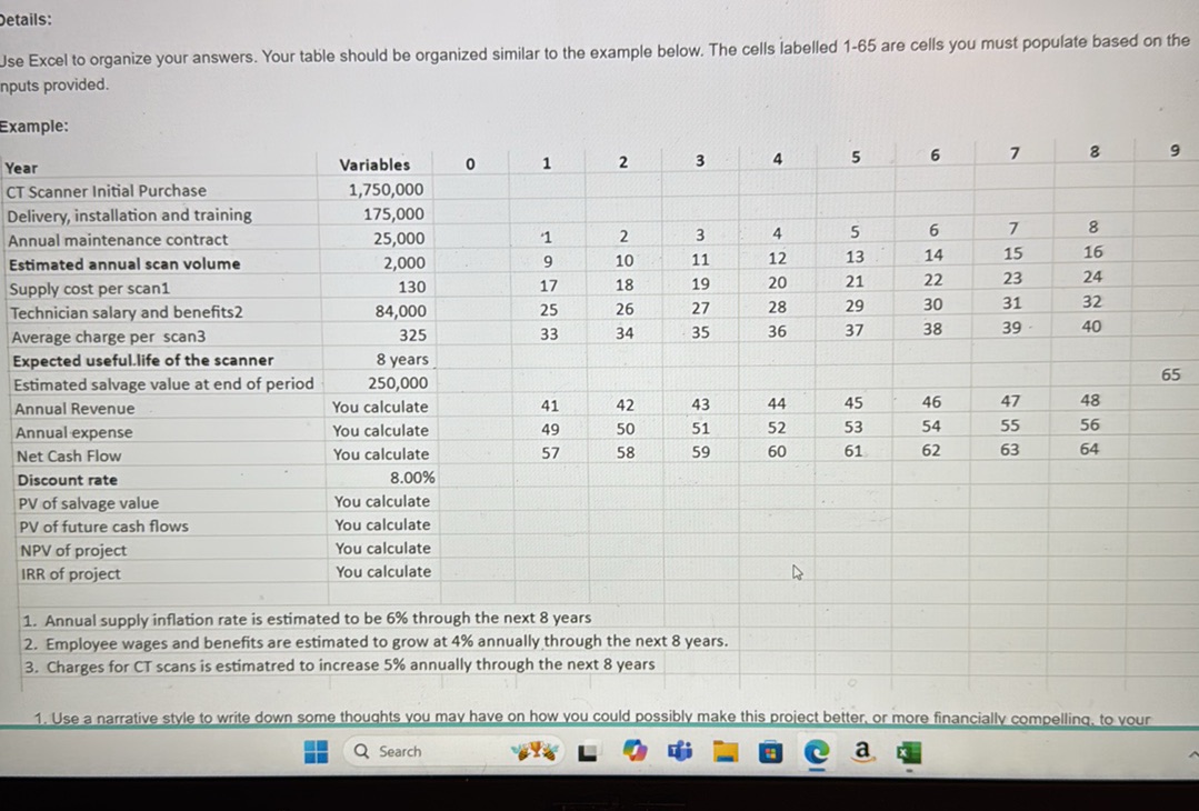 Use Excel to organize your answers. Your | StudyX