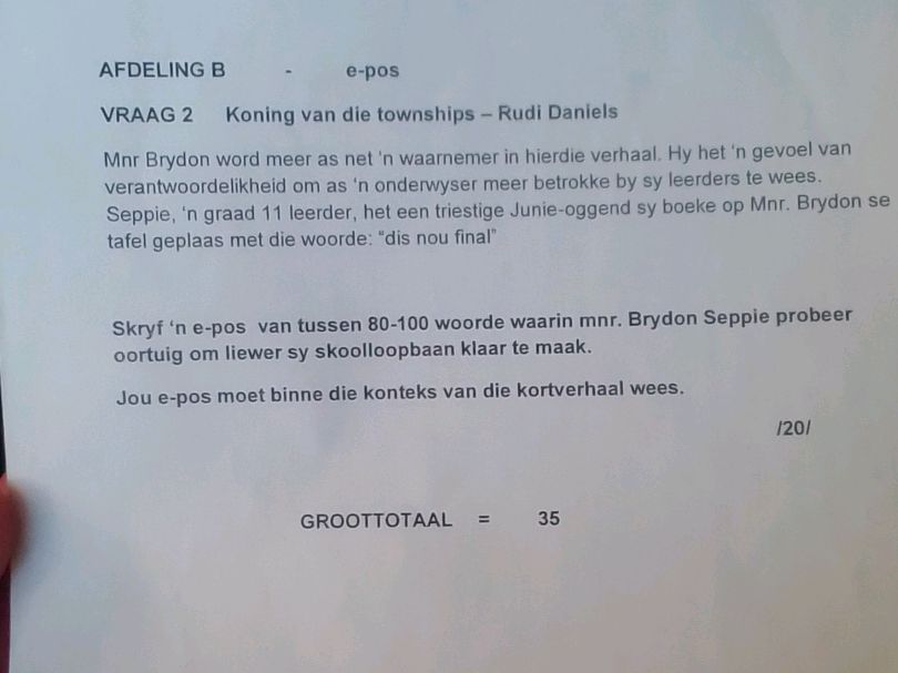 AFDELING B - e-pos VRAAG 2 Koning van die | StudyX