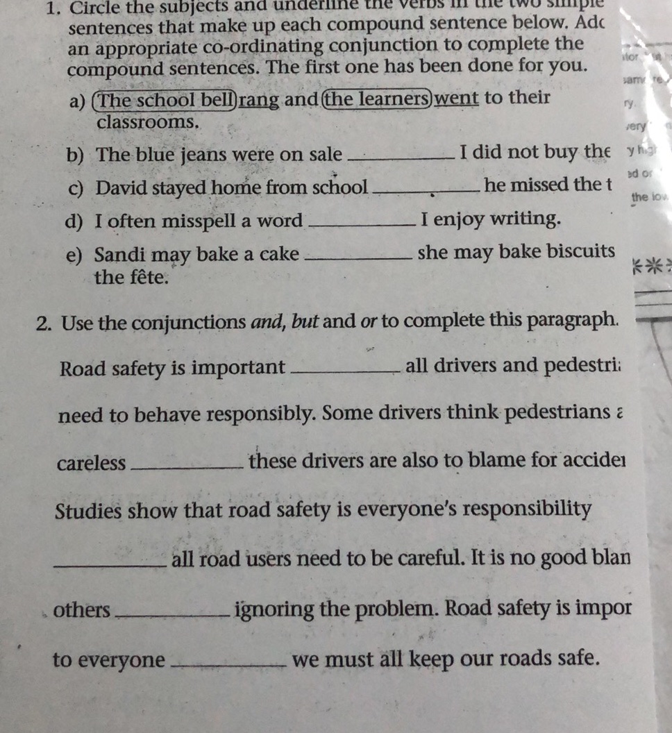 1. Circle the subjects and underline the | StudyX