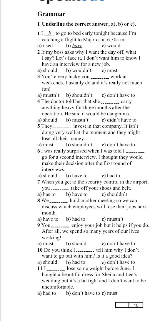 1 Underline the correct answer, a), b) or | StudyX