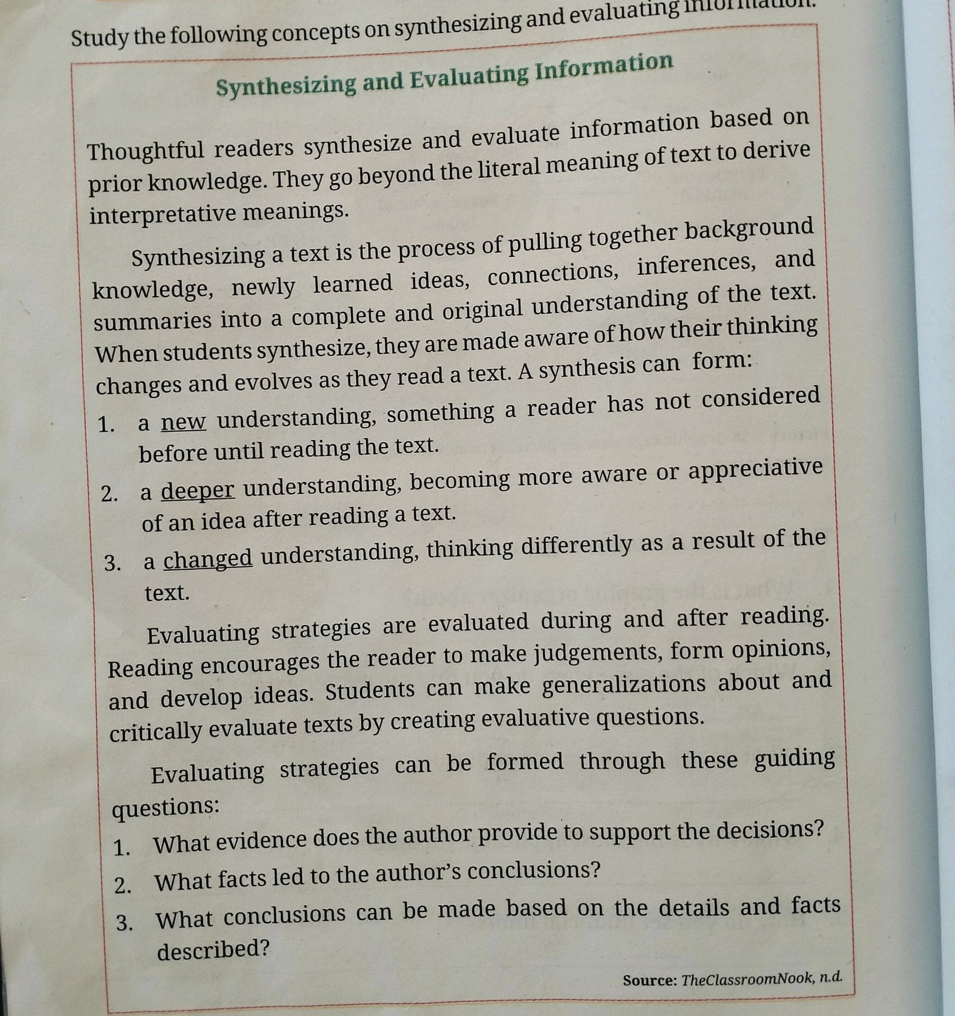 Evaluating strategies can be formed through | StudyX