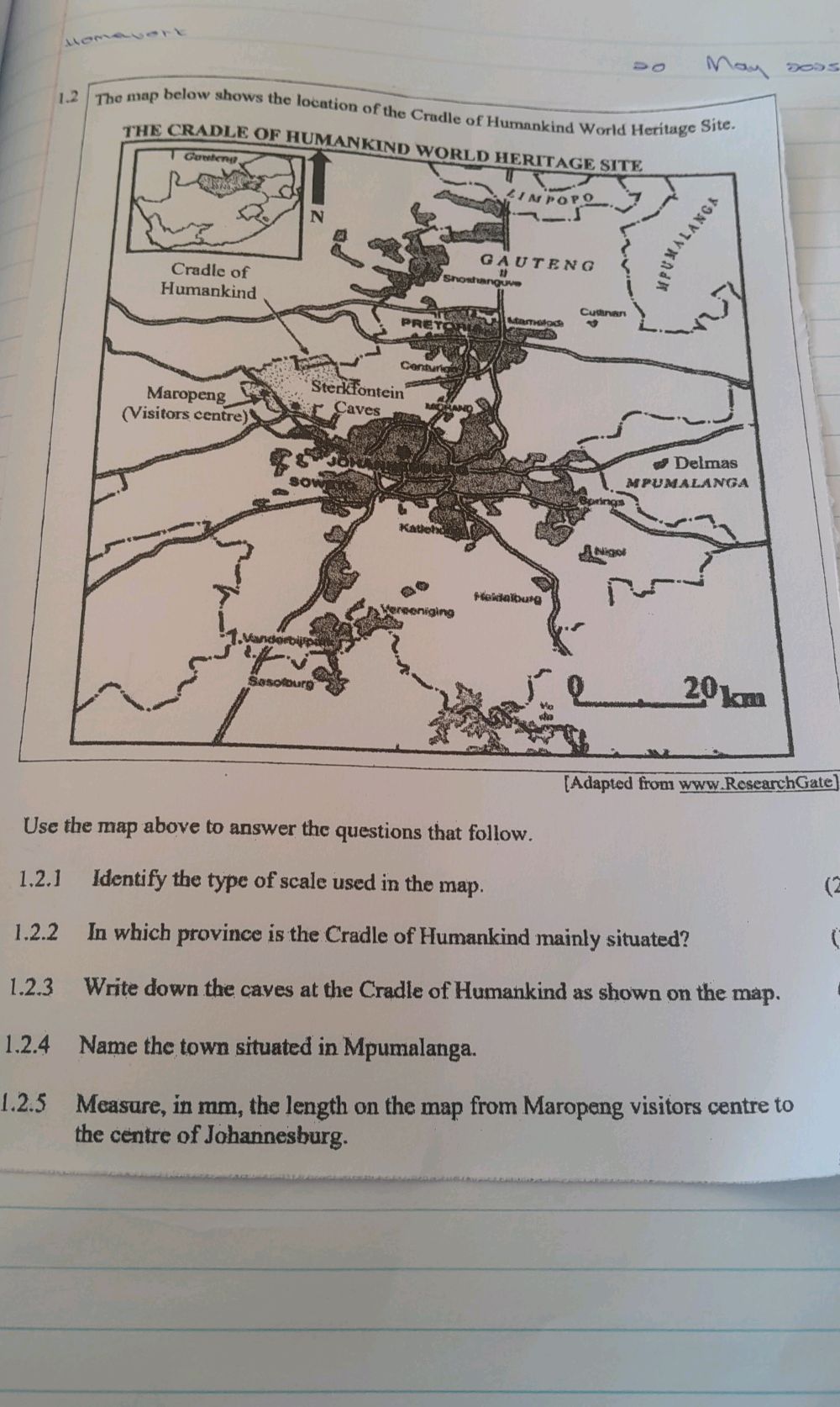 1.2 The map below shows the location of the | StudyX
