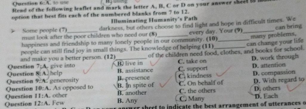 Question 6: A. to use Read of the following | StudyX
