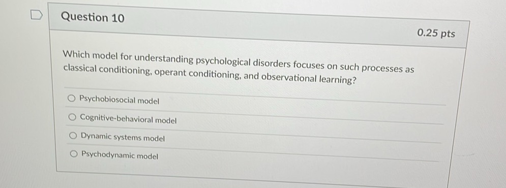 Which model for understanding psychological | StudyX