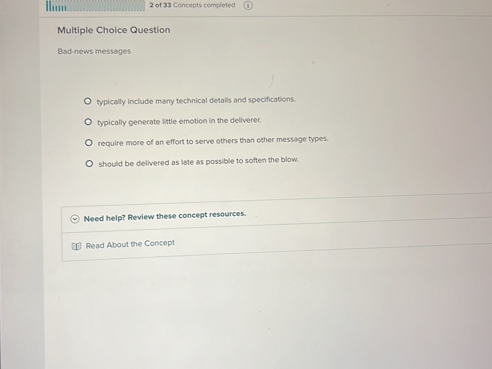 Multiple Choice Question Bad-news messages | StudyX