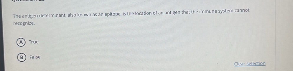The antigen determinant, also known as an | StudyX