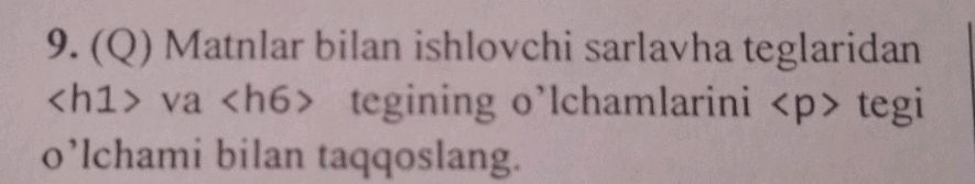 9. (Q) Matnlar bilan ishlovchi sarlavha | StudyX